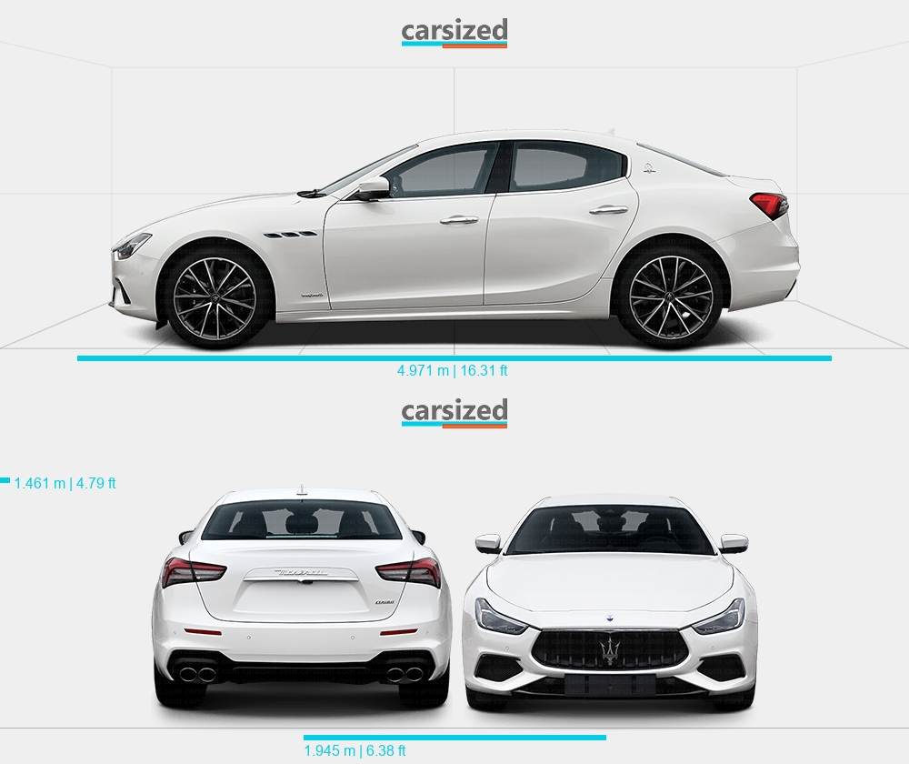 Maserati Ghibli 2017-heute Abmessungen Seitenansicht