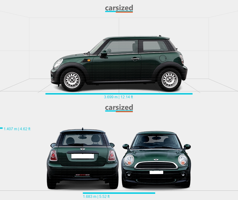 MINI Cooper 2006-2010 Abmessungen Seitenansicht