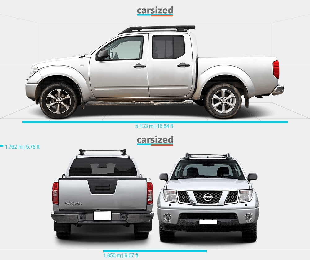 Nissan Navara 2004-2014 Abmessungen Seitenansicht