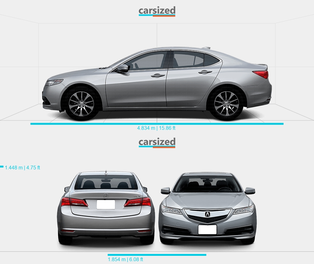 Acura TLX 2014-2020 Dimensions Side View
