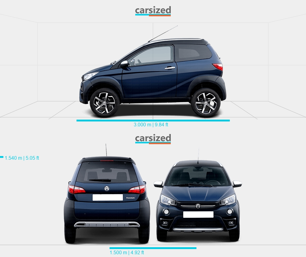 Aixam City 2007-2020 Dimensions Side View