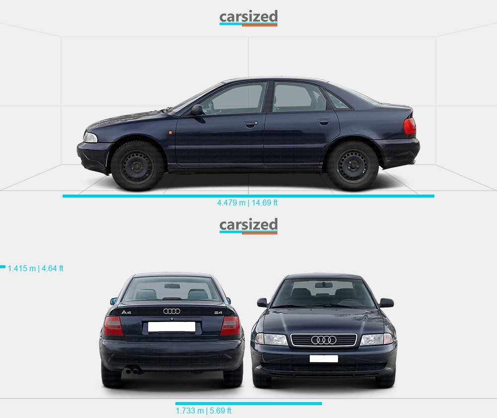 Audi A4 1994-2001 Dimensions Front View
