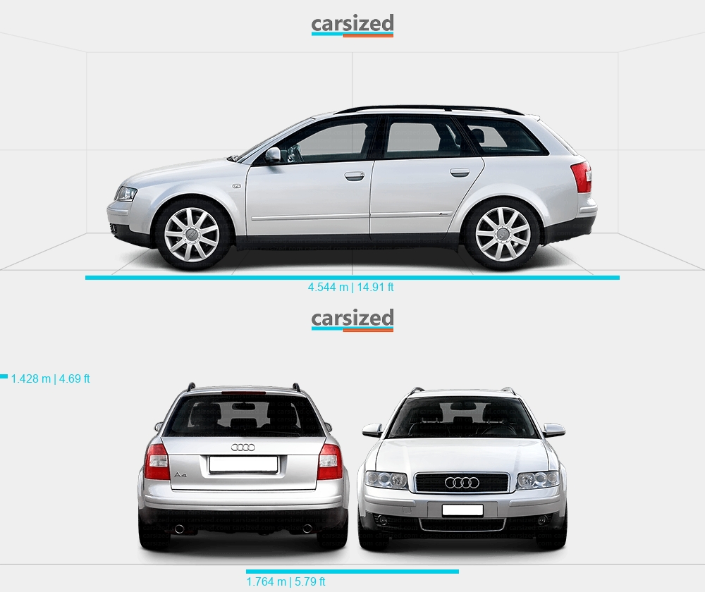 Audi A4 2001-2005 Dimensions Side View