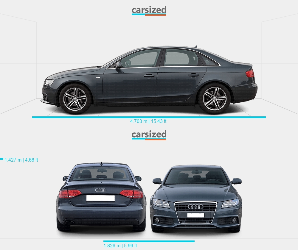 Audi A4 2007-2011 Dimensions Rear View