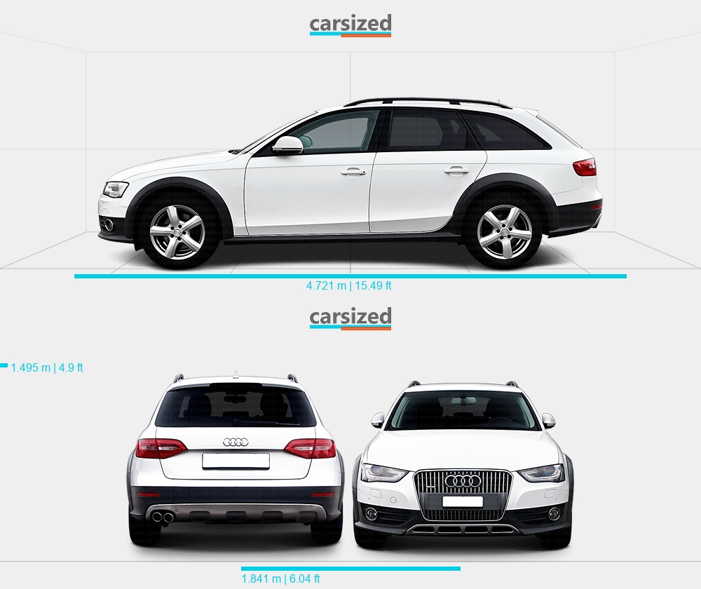 Audi A4 2012-2016 Dimensions Side View