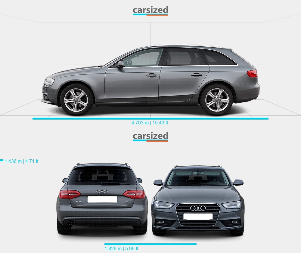 Audi A4 2012-2016 Dimensions Side View