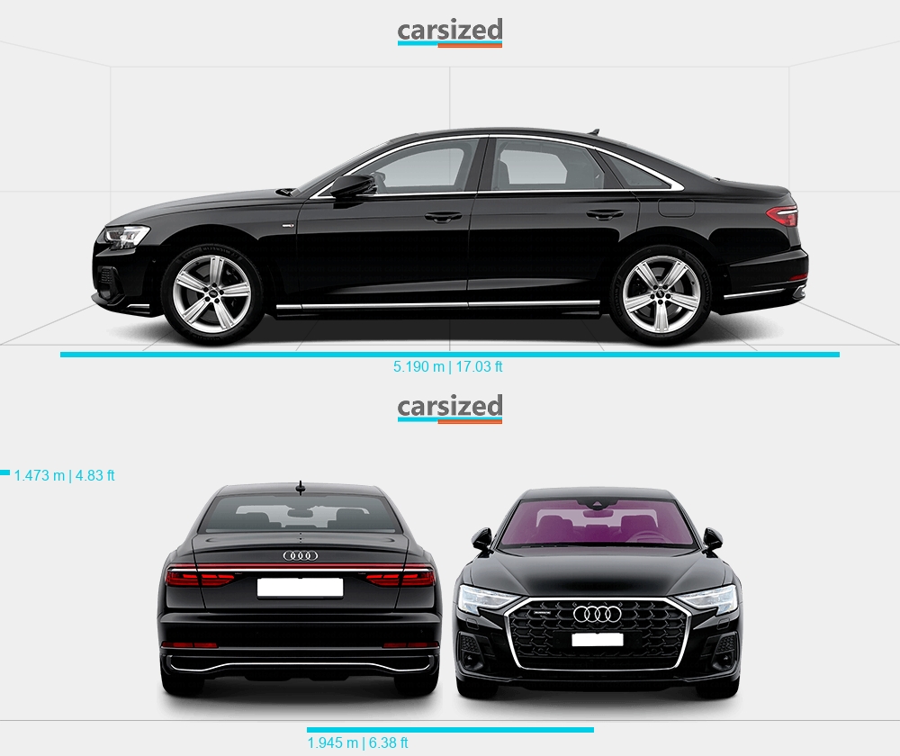 Audi A8 2021-present Dimensions Side View
