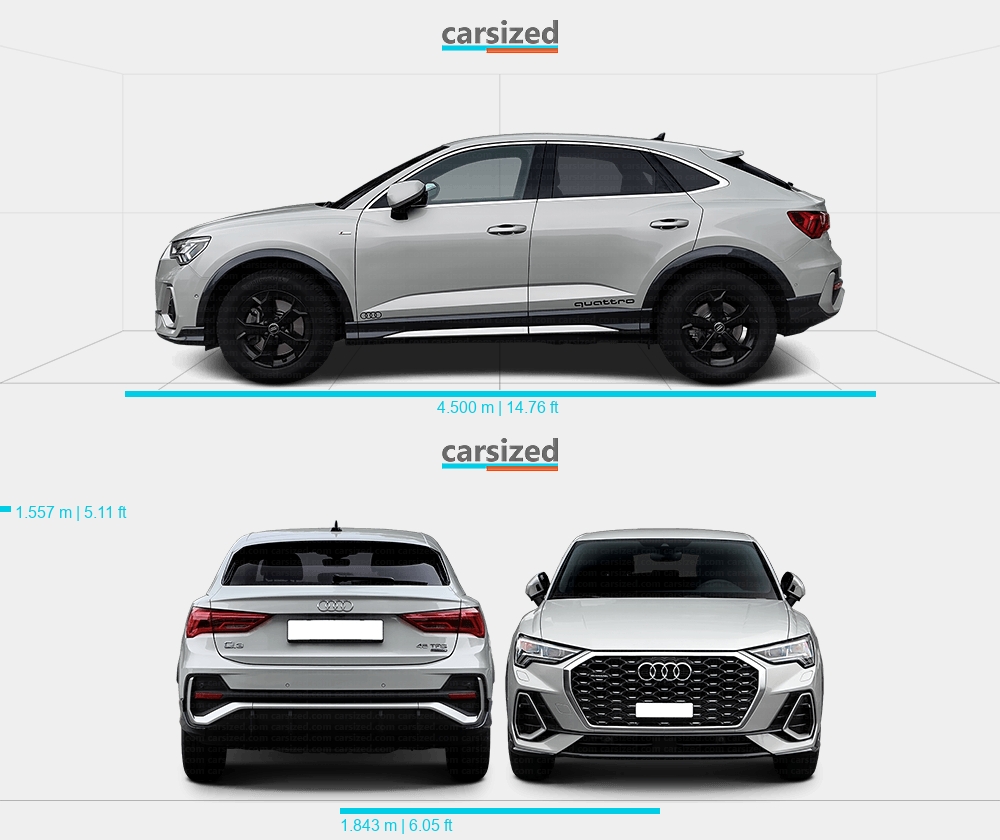 Audi Q3 2018-2025 Dimensions Side View