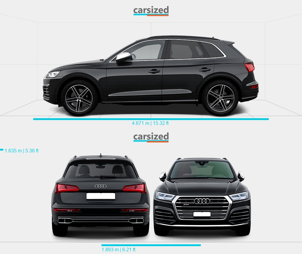Audi Q5 2017-2020 Dimensions Side View