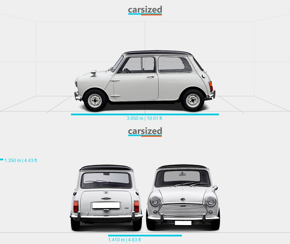 Austin Mini 1967-1970 Dimensions Side View