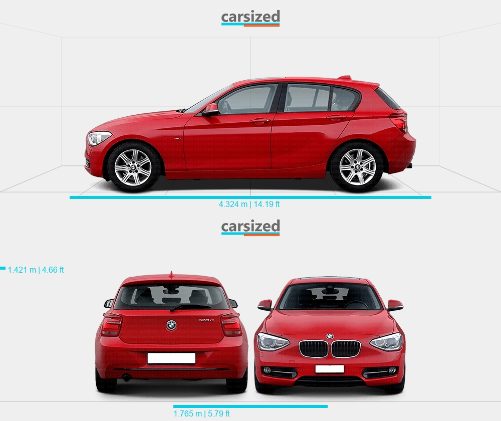 BMW 1-Series 2011-2015 Dimensions Side View