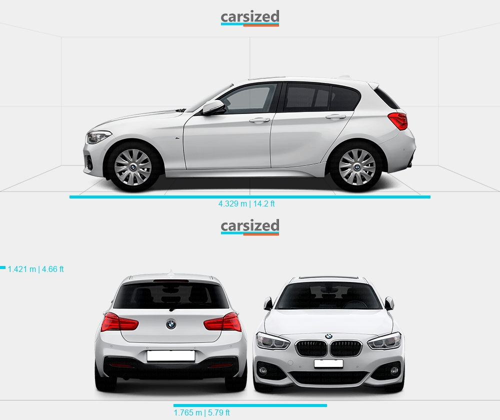 BMW 1-Series 2015-2017 Dimensions Side View
