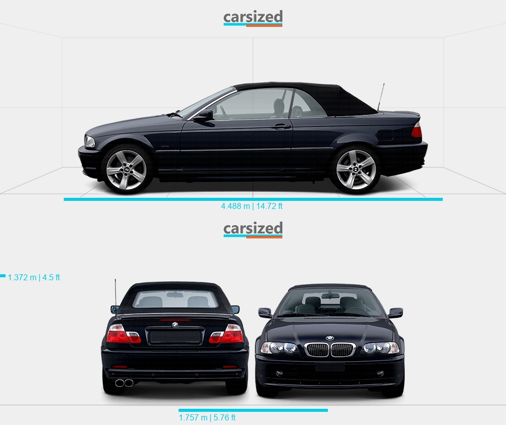 BMW 3-Series 1997-2000 Dimensions Side View