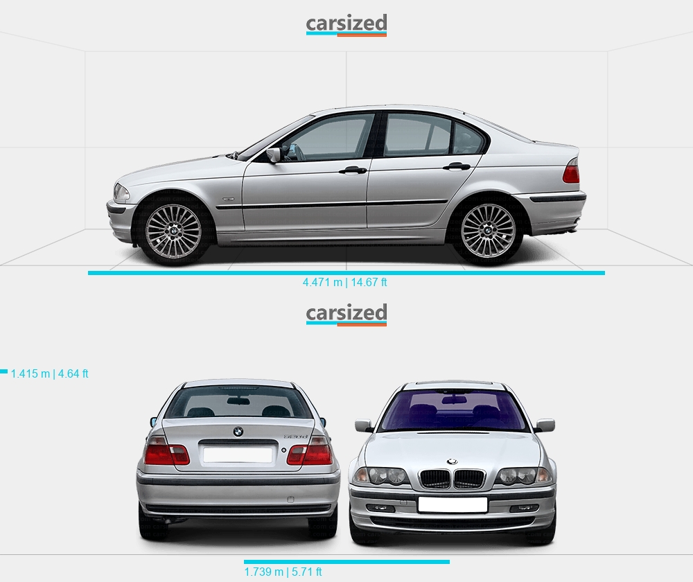 BMW 3-Series 1997-2003 Dimensions Side View