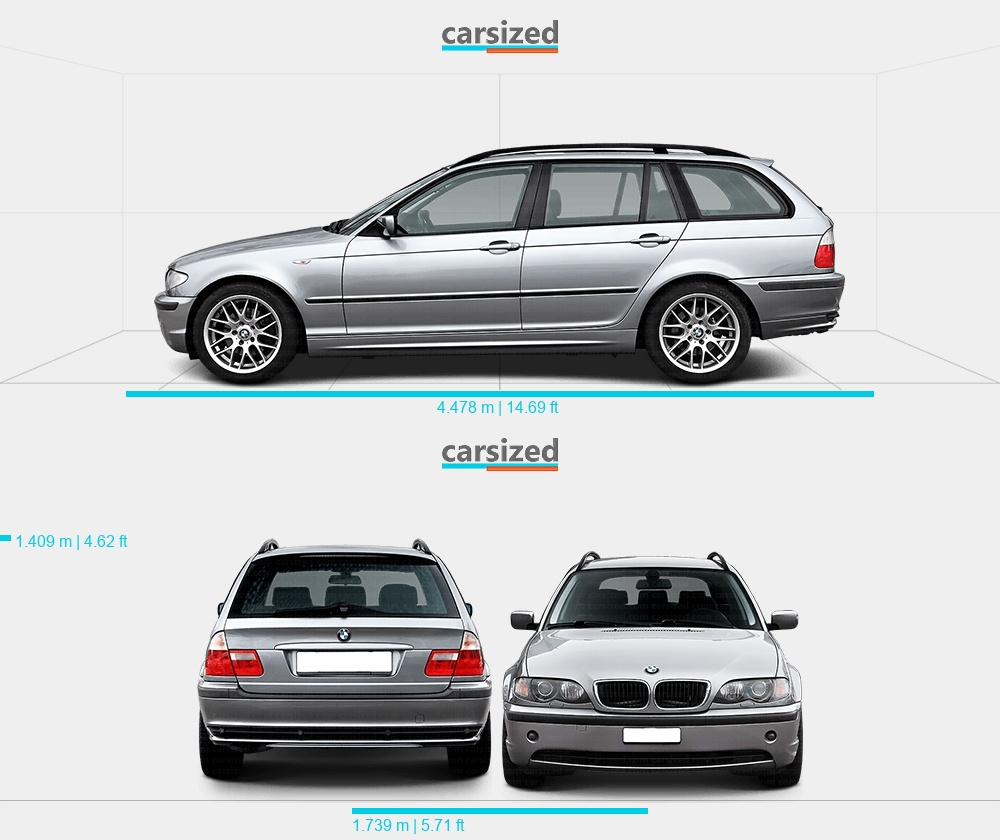 BMW 3-Series 2001-2006 Dimensions Side View