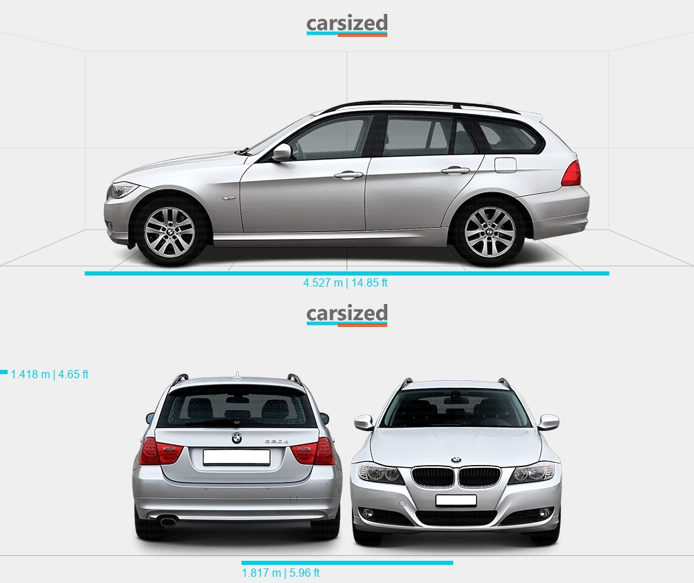 BMW 3-Series 2004-2013 Dimensions Side View