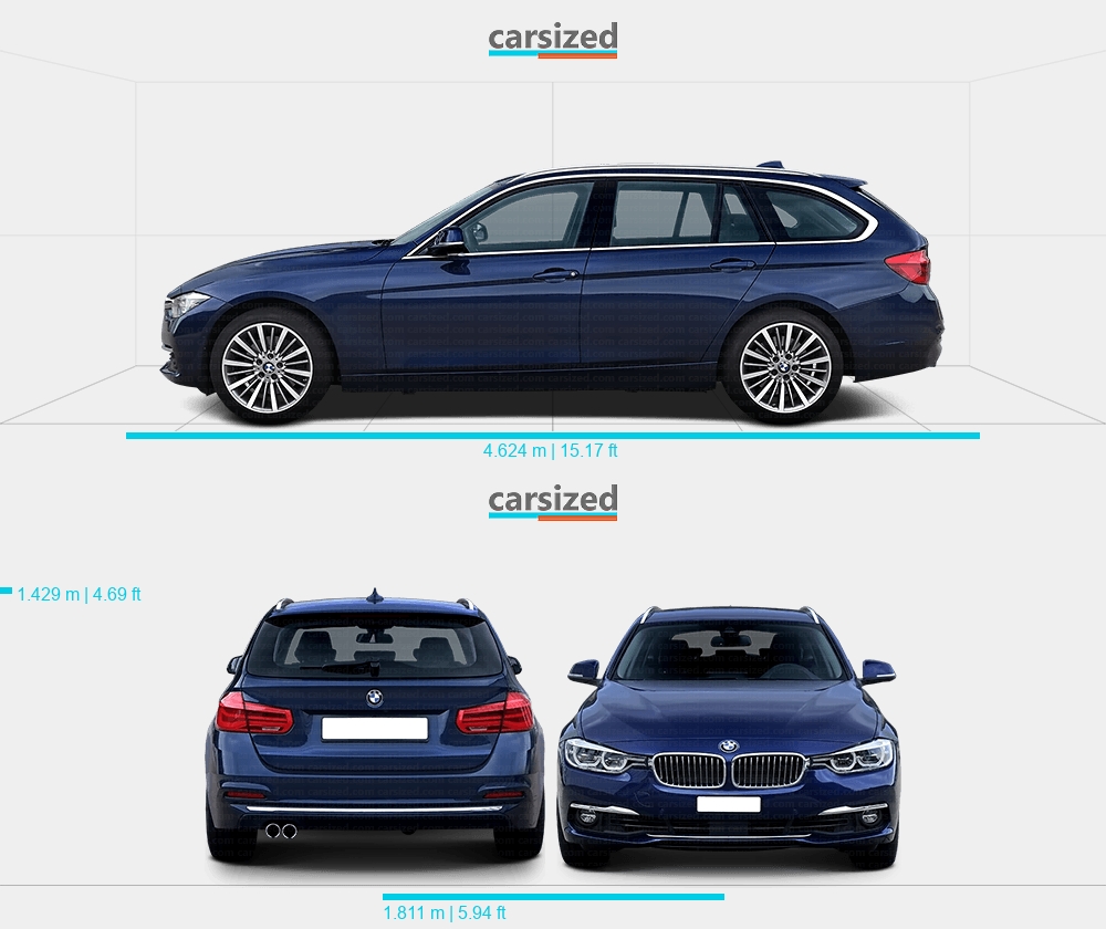 BMW 3-Series 2011-2018 Dimensions Side View
