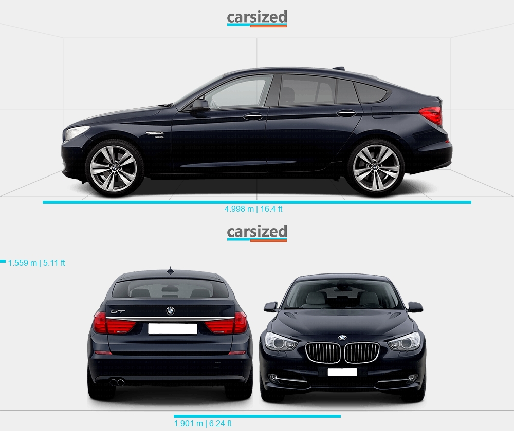 BMW 5-Series 2010-2013 Dimensions Side View
