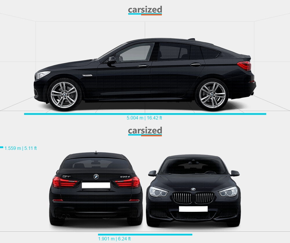 BMW 5-Series 2013-2017 Dimensions Side View