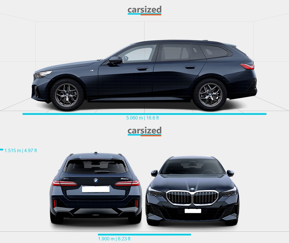 BMW 5-Series 2023-present Dimensions Side View