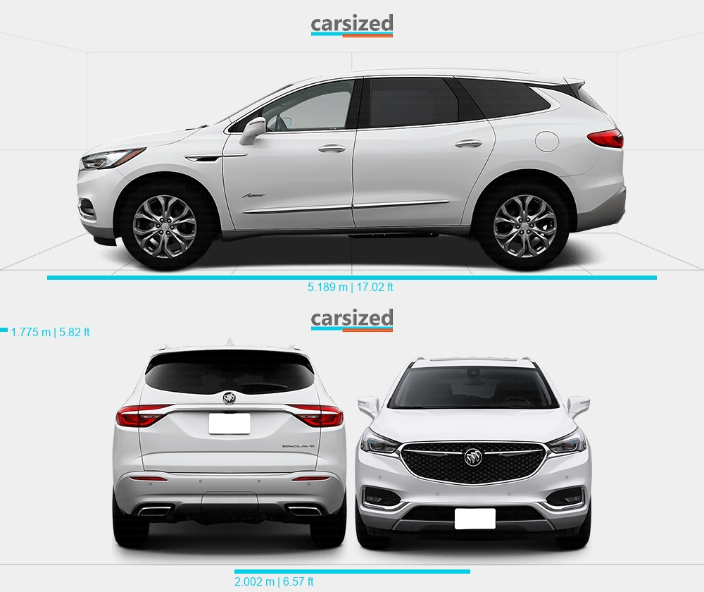 Buick Enclave 2017-2022 Dimensions Side View
