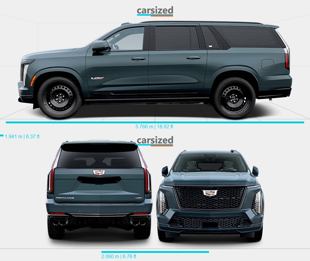 Cadillac Escalade 2024-present Dimensions Side View