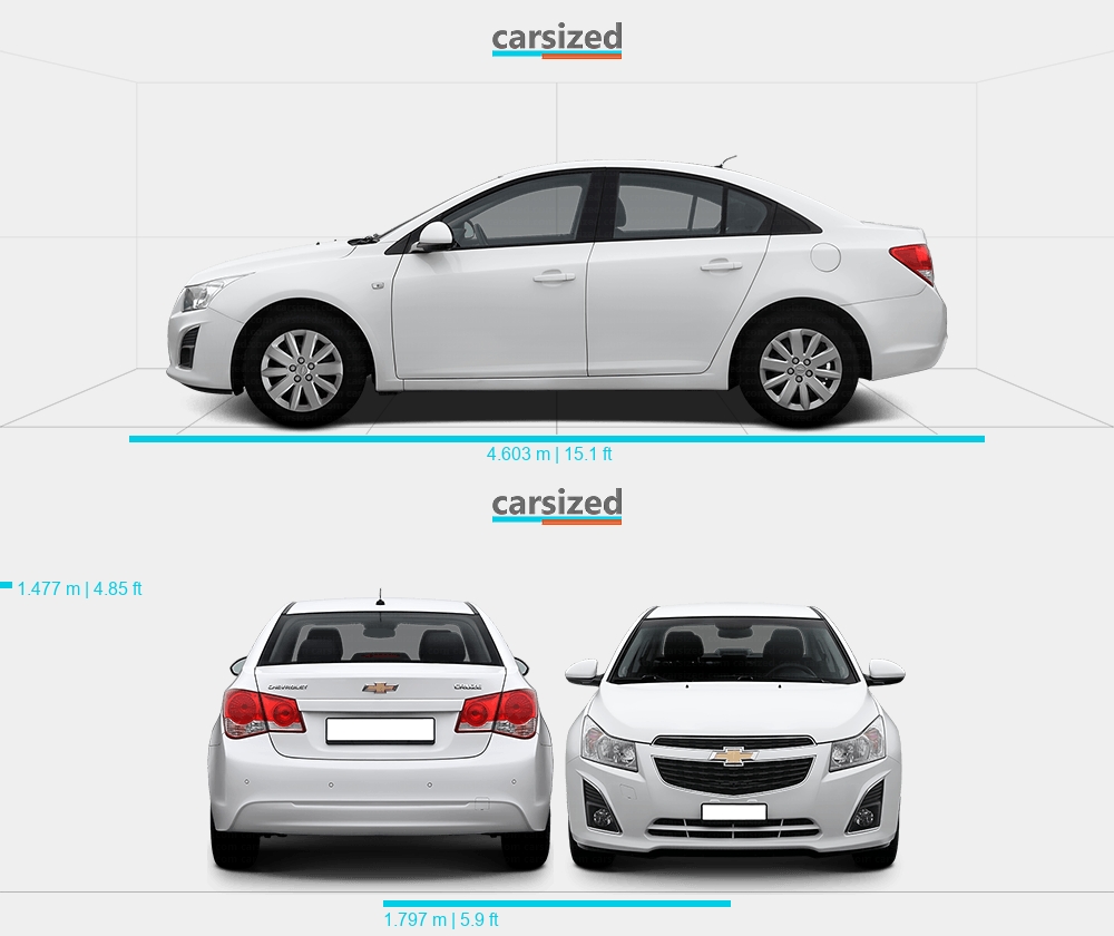 Chevrolet Cruze 2012-2014 Dimensions Side View
