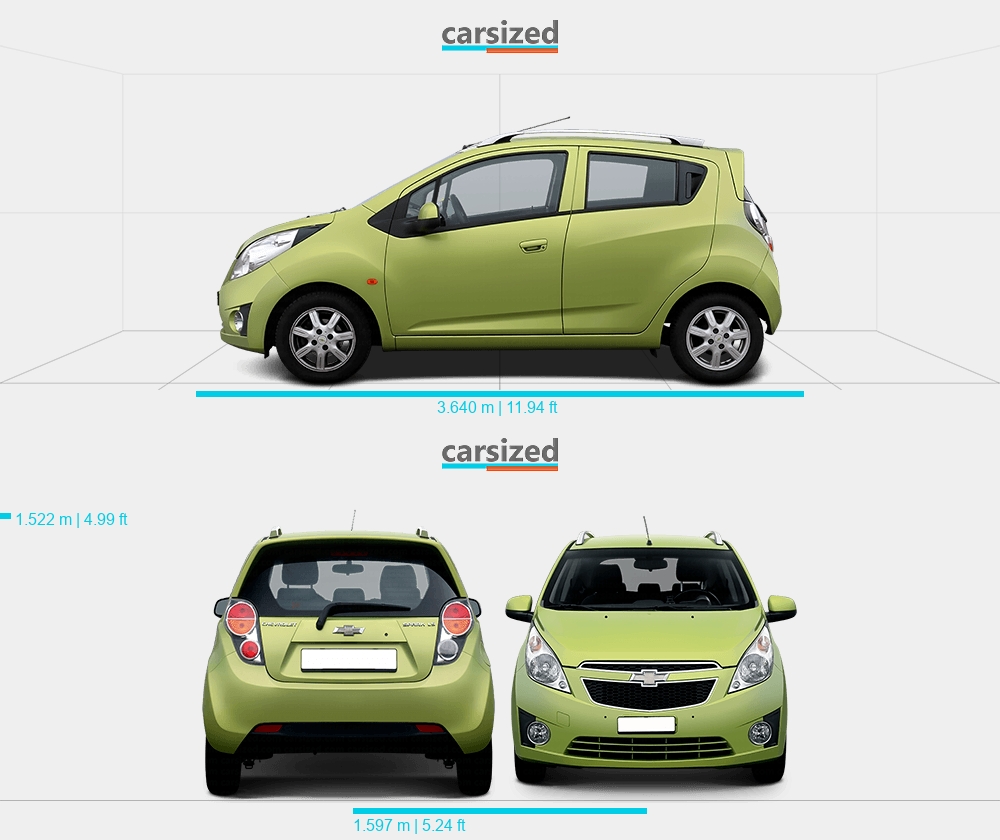 Chevrolet Spark 2009-2012 Dimensions Side View