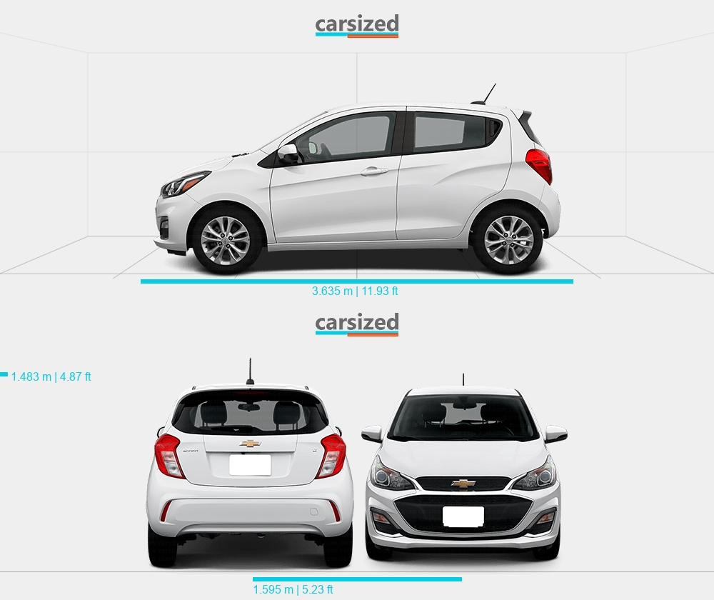 Chevrolet Spark 2018-2022 Dimensions Side View