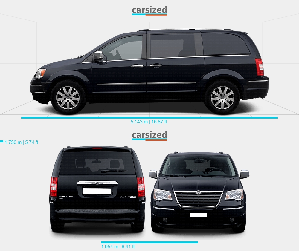 Chrysler Grand Voyager 2007-2016 Dimensions Side View