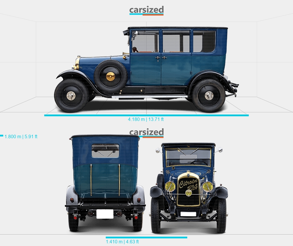 Citroën B14 1926-1928 Dimensions Side View
