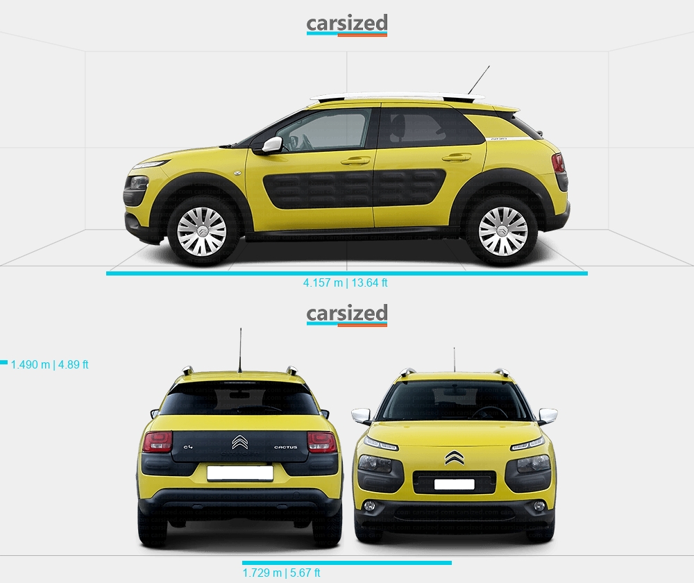 Citroën C4 Cactus 2014-2017 Dimensions Side View