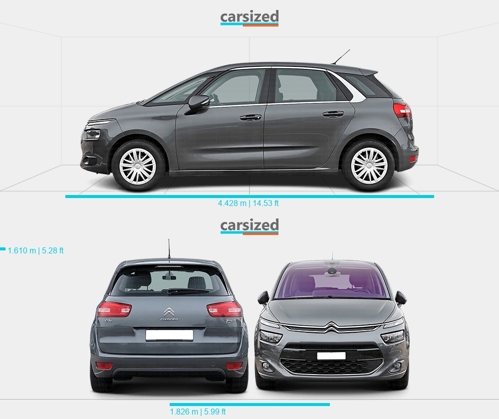 Citroën C4 Picasso 2013-present Dimensions Side View