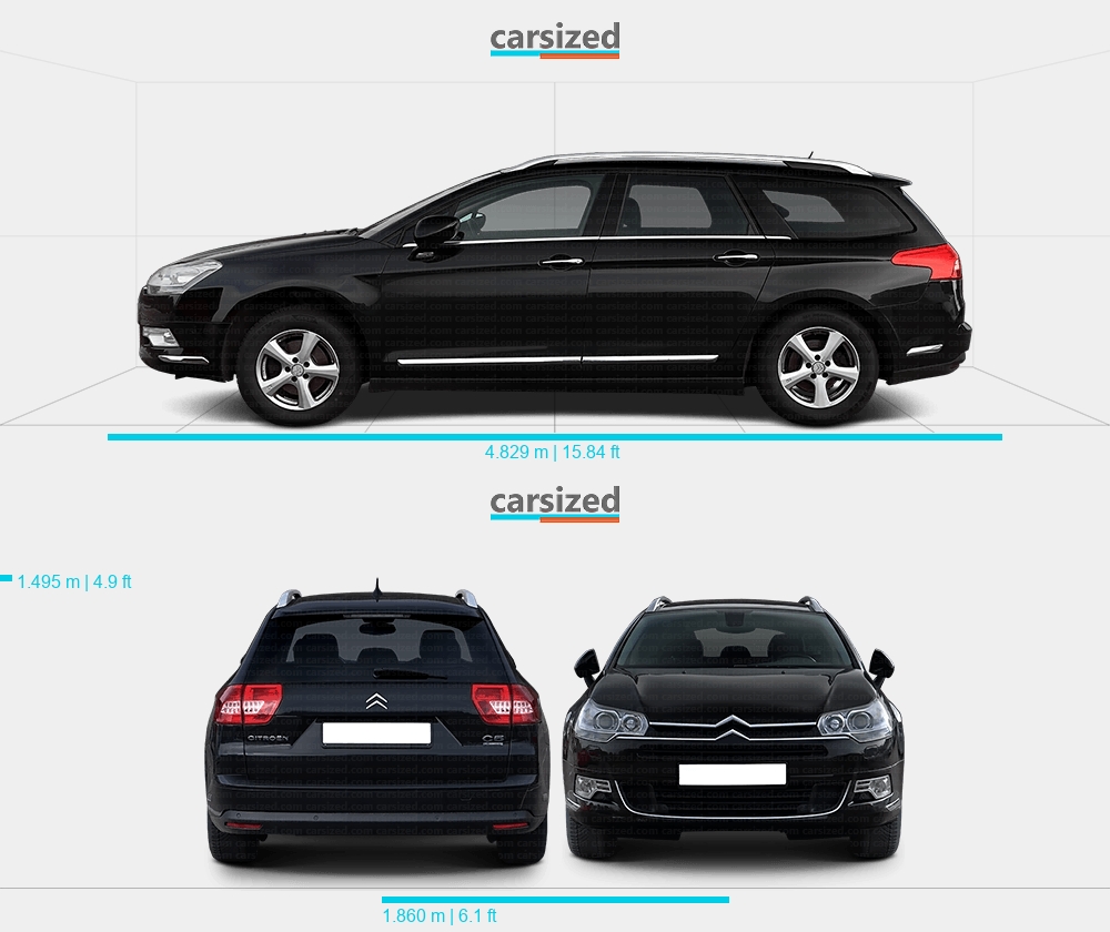 Citroën C5 2007-2017 Dimensions Side View