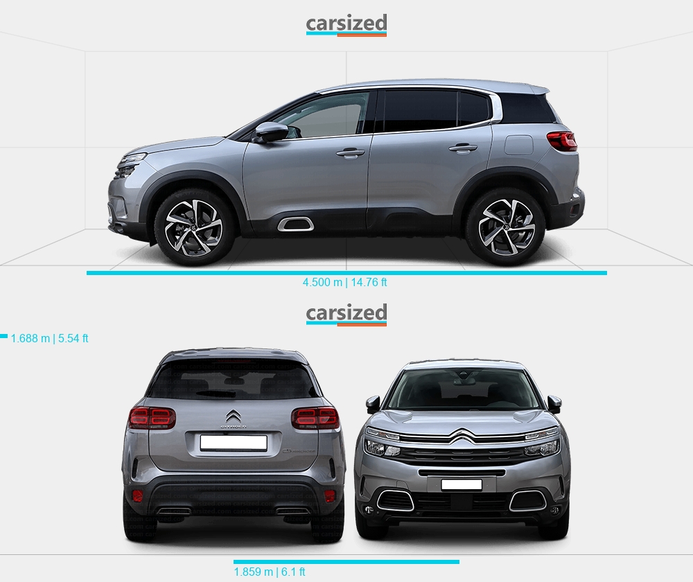 Citroën C5 Aircross 2017-2022 Dimensions Side View