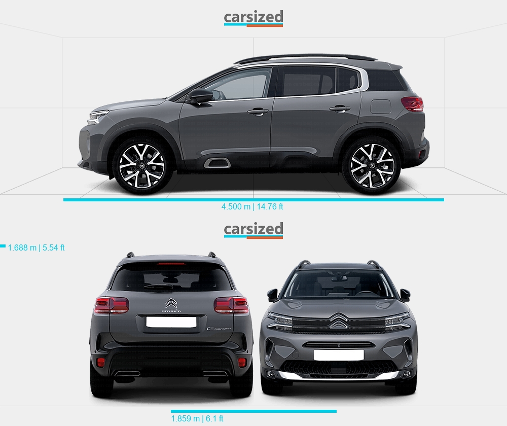 Citroën C5 Aircross 2022-2025 Dimensions Side View