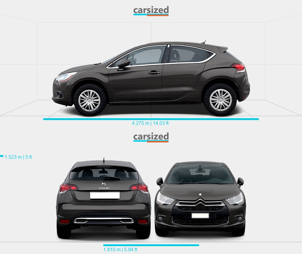 Citroën DS 4 2010-2015 Dimensions Front View