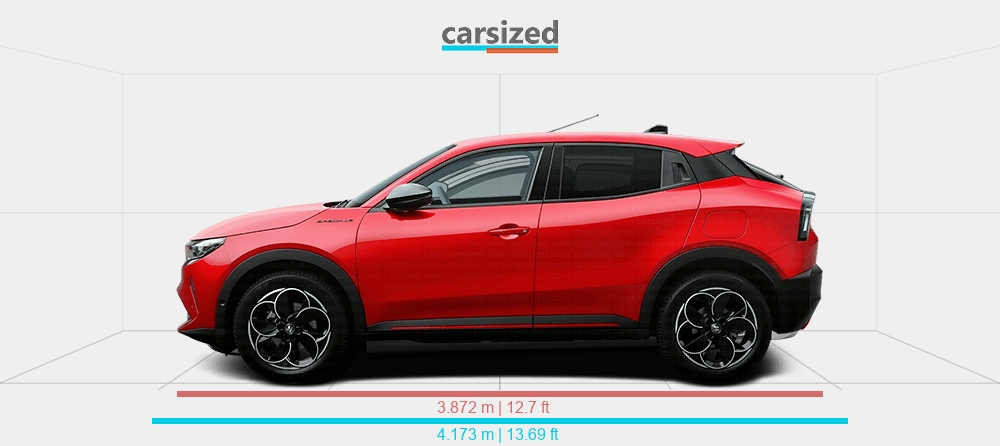 Dimensions: Alfa Romeo Junior 2024-present vs. Peugeot 206 2009-2013