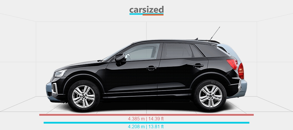 Dimensions: Audi Q2 2020-present vs. Toyota Corolla 2002-2004