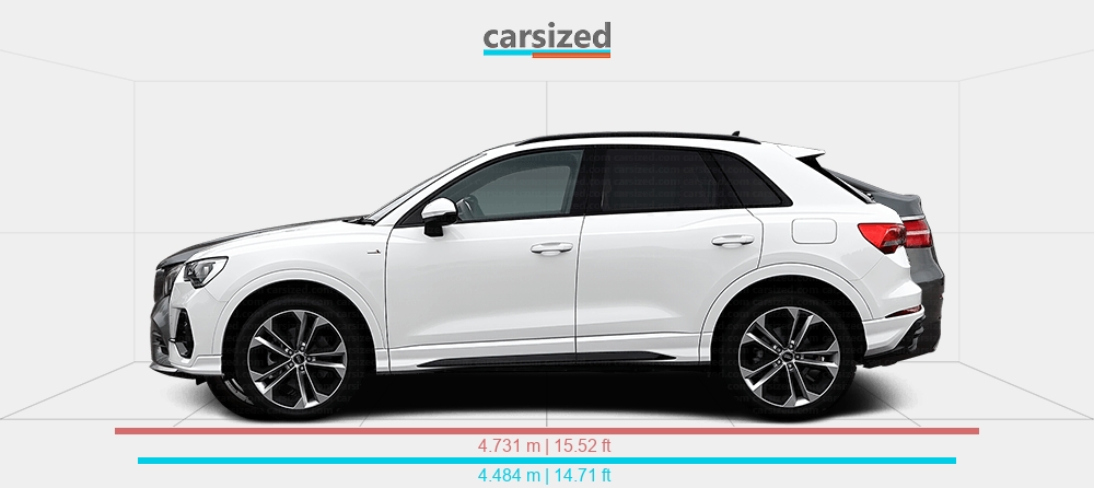 Dimensions: Audi Q3 2018-present vs. Mercedes-Benz GLC 2016-2019