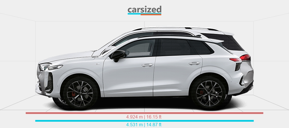 Dimensions: Audi Q3 2025-present vs. Mercedes-Benz GLE 2019-2023