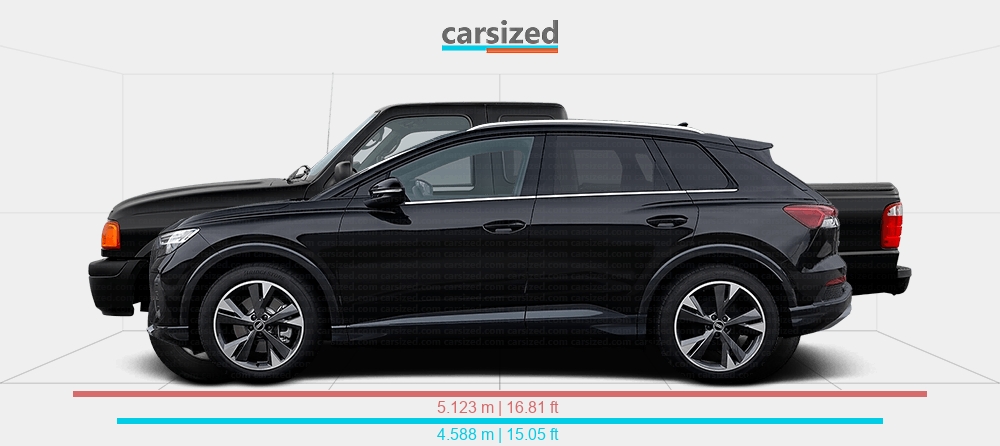 Dimensions: Audi Q4 e-tron 2021-present vs. Ford Ranger 2004-2005
