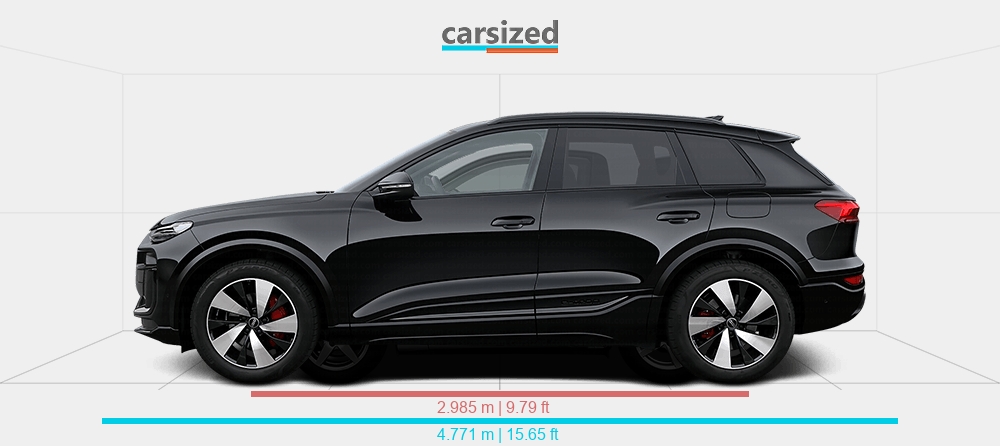 Dimensions: Audi Q6 e-tron 2023-present vs. Toyota iQ 2008-2014