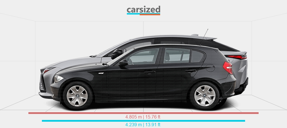Dimensions: BMW 1-Series 2004-2013 vs. Lexus RZ 2023-present