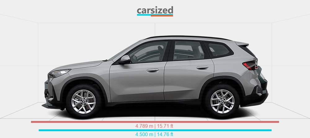 Dimensions: BMW X1 2022-present vs. Ford Mustang 2018-present