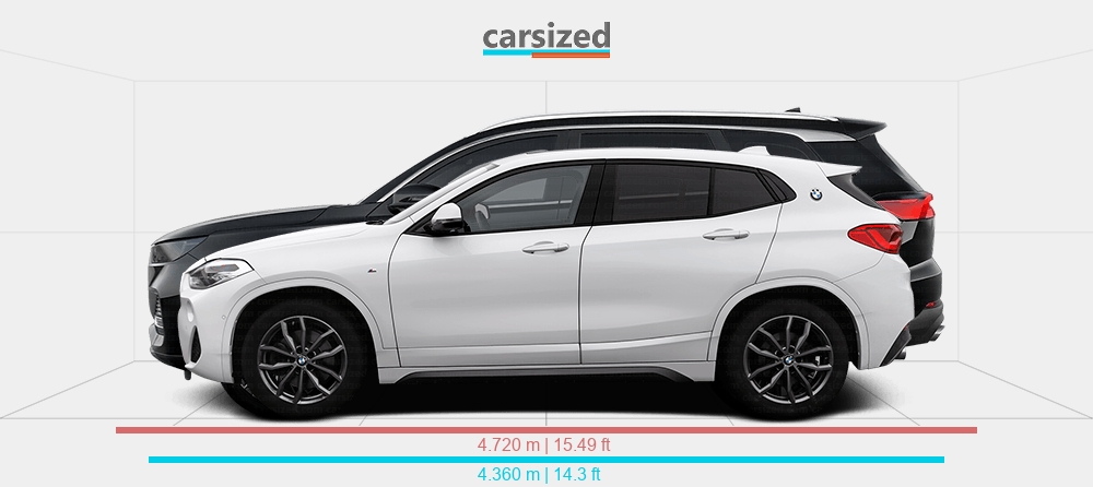 Dimensions: BMW X2 2017-2023 vs. Chery Tiggo 8 Pro Max 2020-2024