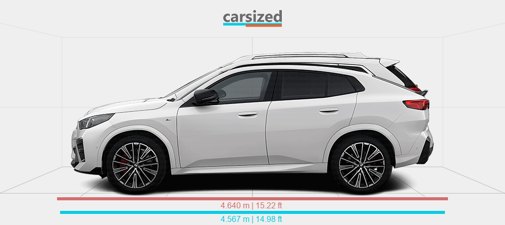 Dimensions: BMW X2 2024-present vs. Nissan Rogue 2013-2021