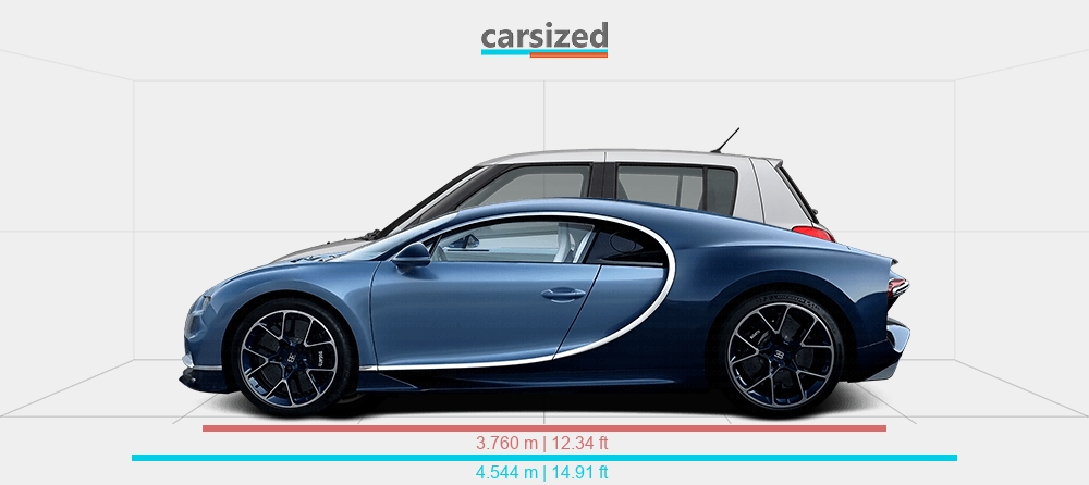 Dimensions: Bugatti Chiron 2016-2022 vs. Suzuki Swift 2008-2010