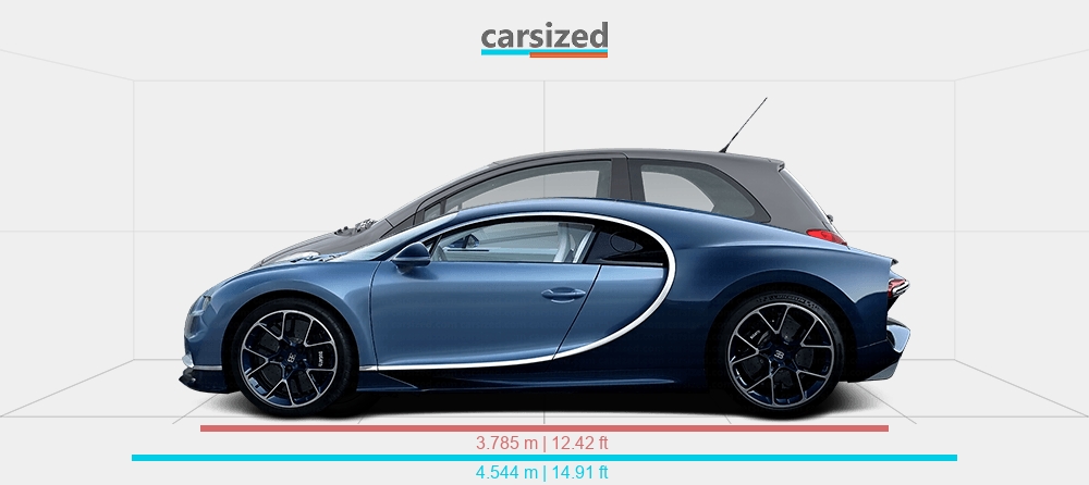 Dimensions: Bugatti Chiron 2016-2022 vs. Toyota Yaris 2009-2011