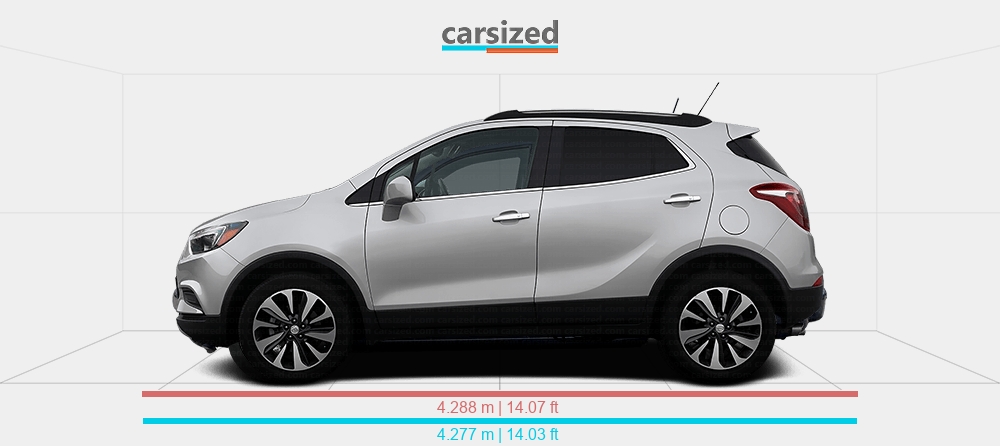 Dimensions: Buick Encore 2017-2022 vs. Chrysler PT Cruiser 2000-2006